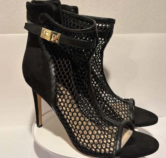 Nine West | Shoes | Nine West Black Mesh Stiletto Ankle Bootie Heels ...